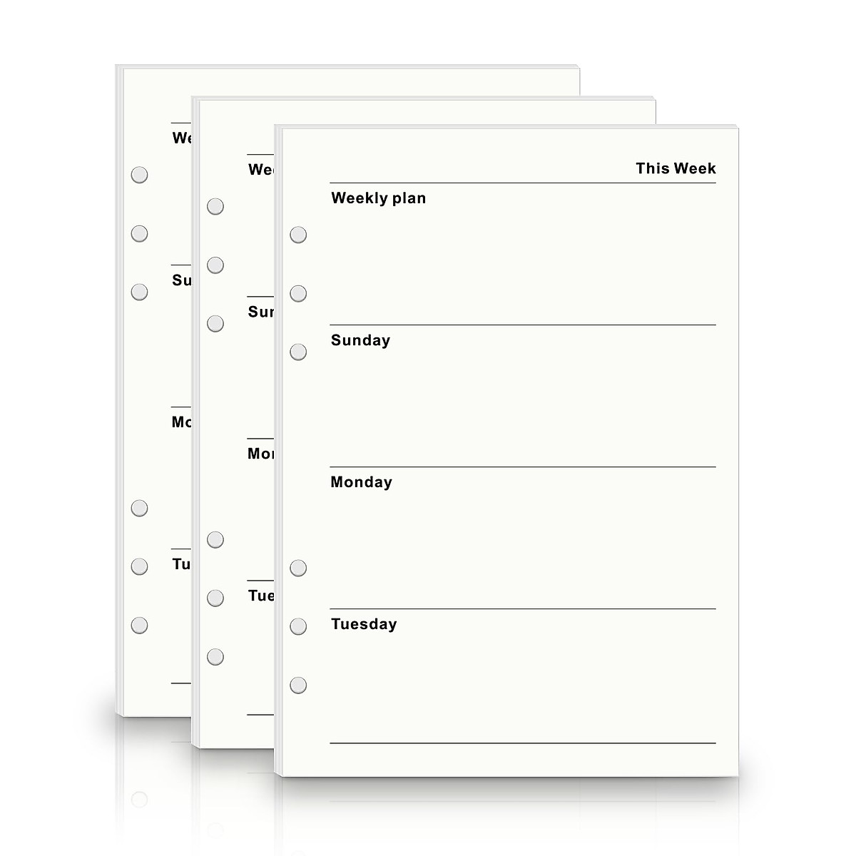A5 Weekly Planner Insert Refill Paper - 135 Sheets/270 Pages 6 Holes Punched, 100GSM, Sunday Started, Office College Filler Paper,Yellow Loose-leaf Binder Paper, 5.8" x 8.3"