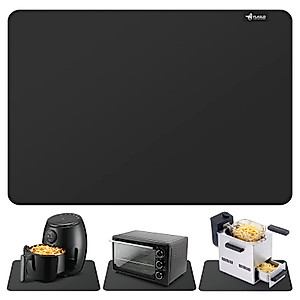 FLASLD Heat Resistant Mat for Air Fryer Site on, Fireproof Silicone Mats for Kitchen Counter, Countertop Protector, No-slip and Waterproof (16"X24", Black)