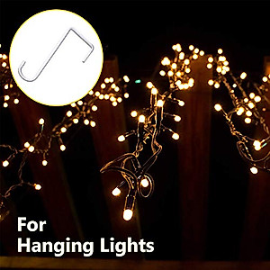 JOYSEUS 24pcs Vinyl Fence Hooks, 2 x 6 Inches Patio Hooks, White Powder Coated Steel Fence Hooks Hangers for Hanging Plants, Lights, Pool Equipment