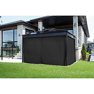 Sojag Accessories Set of 4 10' x 12' Polyester Outdoor Curtains for Diani Gazebo Sun Shelter, Black