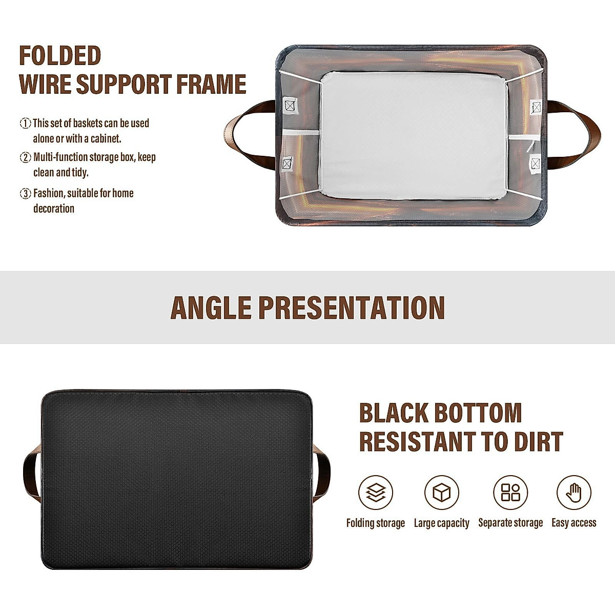 KEEPREAL Lightning Tornado Storage Baskets,Decorative Collapsible Rectangular Waterproof Fabric Storage Bin for Home#455