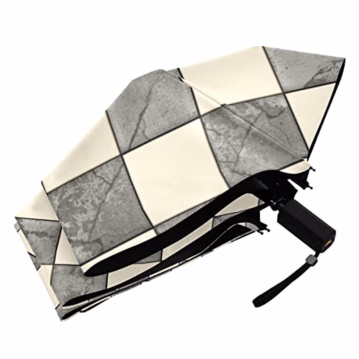 JUNZAN Plaid Repel Umbrella Windproof Travel Umbrella - Compact, Light, Automatic, Strong and Portable - Wind Resistant, Small Folding Backpack Umbrella for Rain - Men and Women