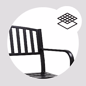 Four Seasons Courtyard Outdoor Patio Bench Glider Backyard Garden, Front Porch, or Walking Path Furniture Seat with Powder Coated Steel Frame, Black