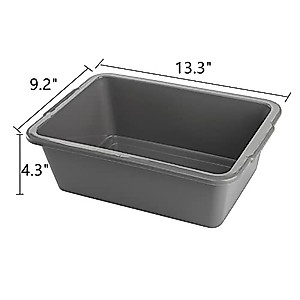 Dicunoy 4 Pack Plastic Bus Tubs, 8L Dish Tubs Food Service Tub, Kitchen Rectangle Wash Dish Basin Pans, Small Meat Lugs, Concrete Cement Mixing Tray, Commercial Tote Box for Home, RV, Camping
