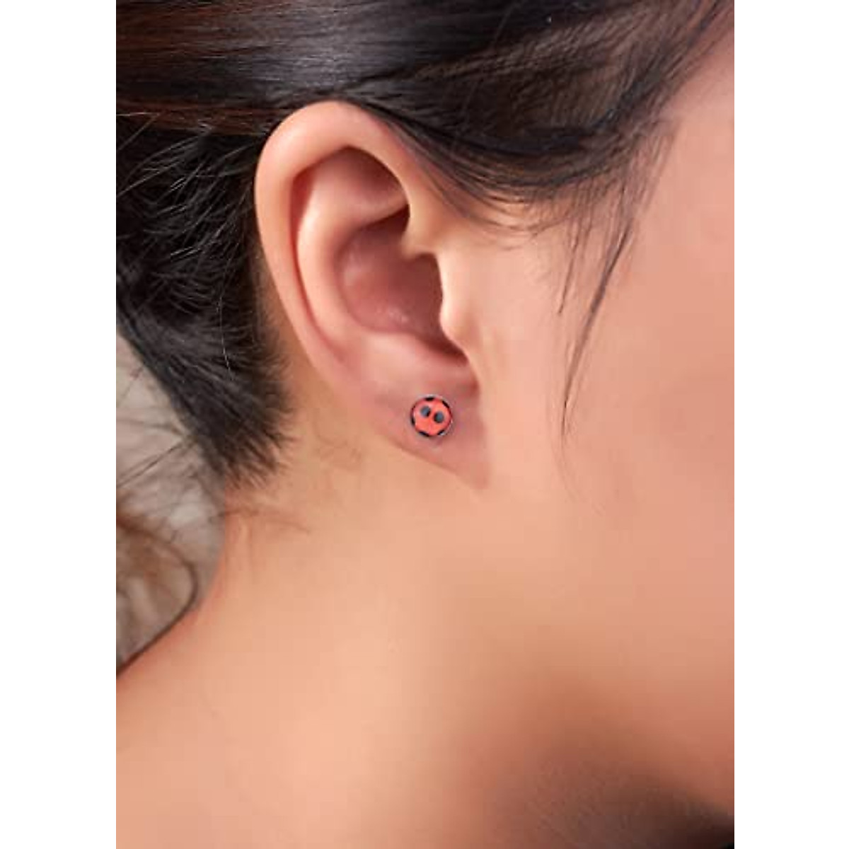 Earrings For Girls, Ladybug Hypoallergenic Earrings for Girls, Stud Screw On Safety Backs, Stainless Steel Ultra Sensitive Ears Post For Kids, Toddlers, Little Girls, Teens