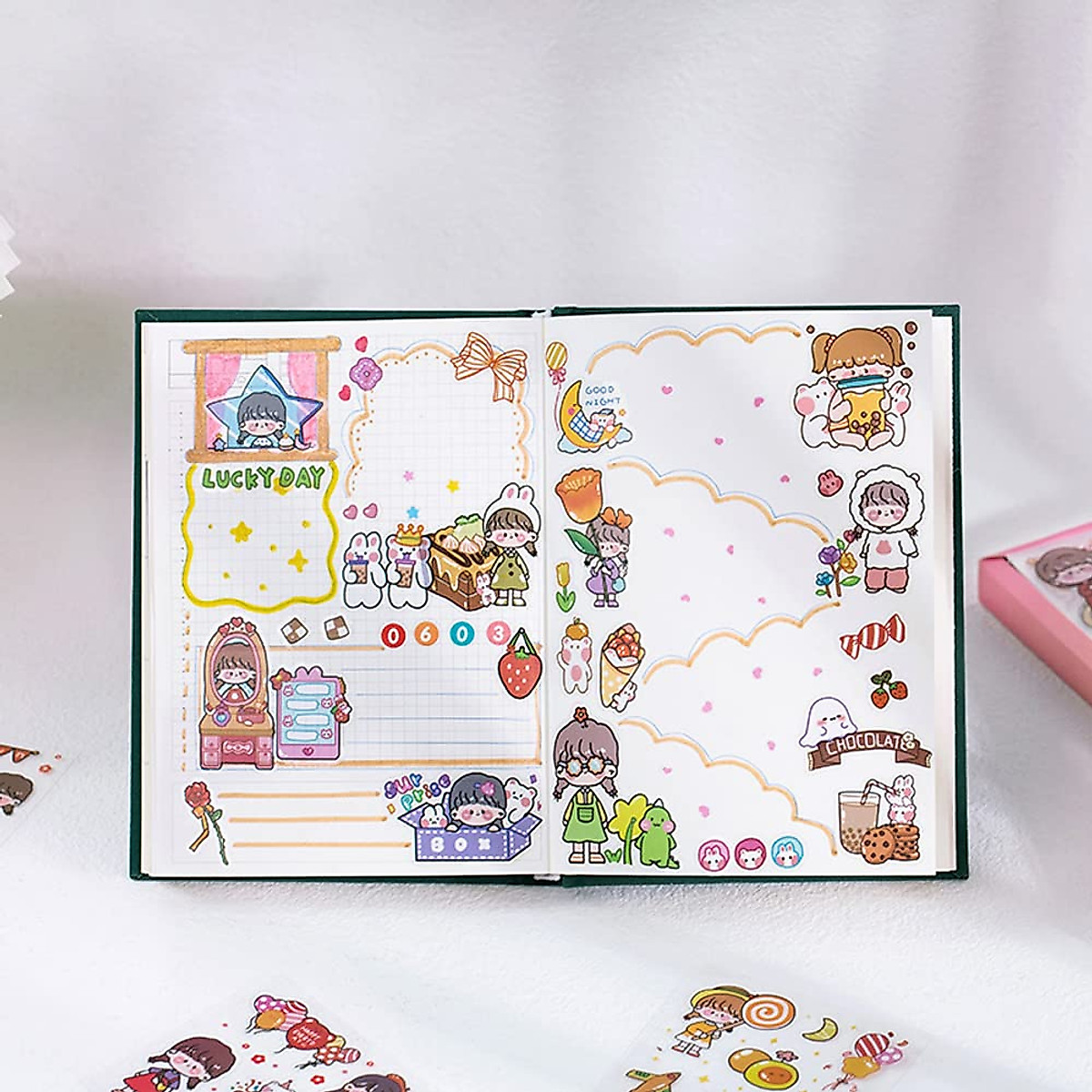 100 PCS Cute Cartoon Animal Stickers,Kawaii Transparent PET Sticker Sheets for Scrapbooking Bullet Journaling,Diary,DIY Arts Crafts,Album,Planners,Junk Journal