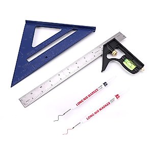 Rafter Square and 12 inch Combo Square Set, Aluminum, Blue