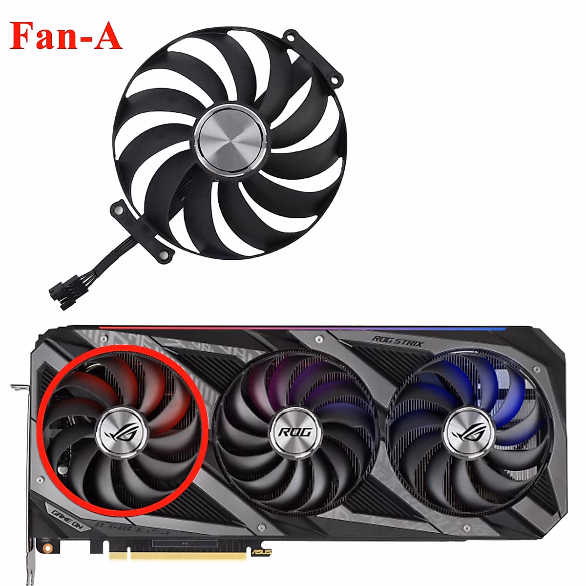 inRobert 95MM T129215SU 12V 0.5A 7Pin Graphics Card Fan for ASUS ROG Strix RX 6700XT 6800 RTX 3070 3080 3090 Gaming Video Card (Fan-B)