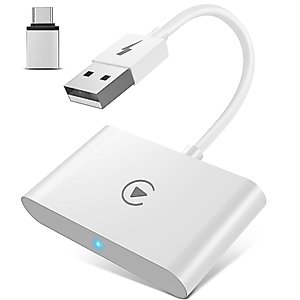 WOLIOS Wireless Carplay Adapter for Factory Wired CarPlay Apple Carplay Wireless Adapter Plug & Play Wired to Wireless CarPlay Dongle 2024 Update Low Latency