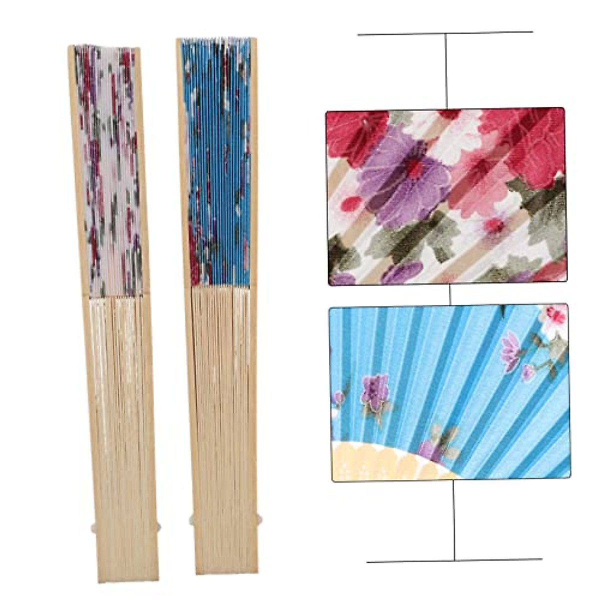 MUSISALY 2pcs Chinese Dancing Fans Chinese Silk Fans Silk Folding Fans folded fan Japanese Style fan Hand Bamboo Fans Japanese Hand Fan mini fan decorate men and women Chinese style Wooden