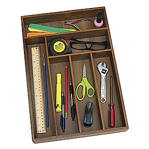Lipper International 1078 Acacia Wood Deep Flatware Organizer with 6 Compartments, 11-3/4" x 17-1/2" x 2-1/2"