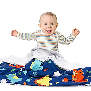 Cloele Baby Minky Blanket - Dinosaur Ultra Soft Infant Blanket 30 x 40 Inch - Plush Double Layer Fleece Boys Blanket with Dotted Backing for Newborns Toddler Bed Throw Blanket Baby Receiving Blanket