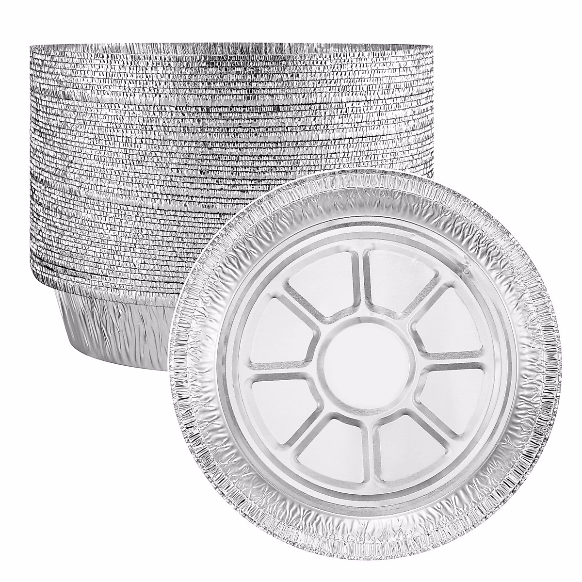 MESTAEK 8" Aluminum Foil Pans without Lids 50 Pack of 33.8 oz,Heavy Duty Disposable Containers for Roasting,Storing,Baking,Cooking,Recyclable