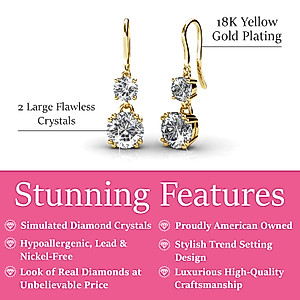 Cate & Chloe Kadence 18k Yellow Gold Plated Dangle Earrings | Women's Drop & Dangle Earrings With Crystals, Dangling Silver Earrings For Women, Hypoallergenic Earring Set, Jewelry Gift for Her
