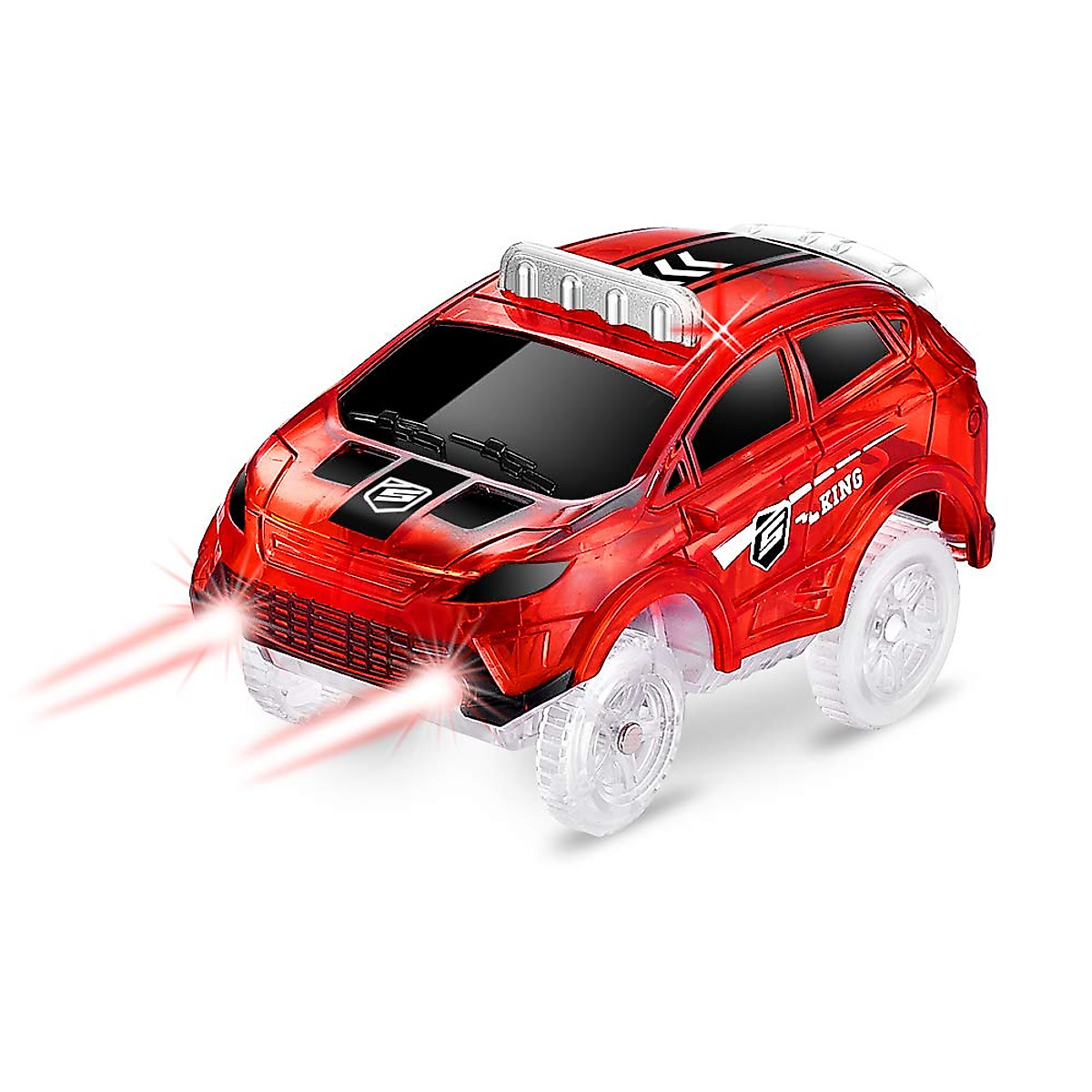 QUOXO 3 Pack Tracks Cars Replacement ONLY, Glow in The Dark with 5 Flashing LED Lights Tracks Cars only Replacement(Free Finger Skateboard)