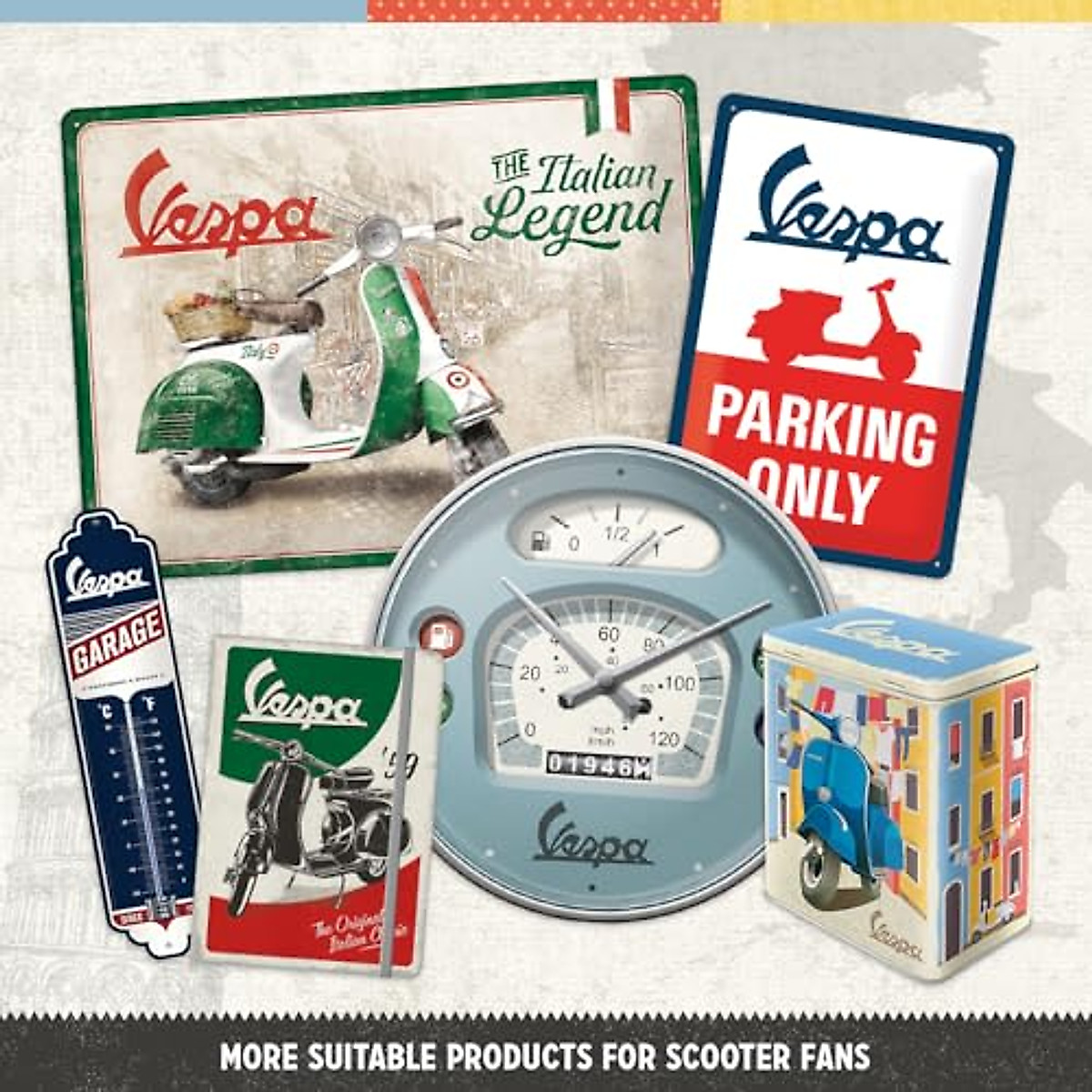 Nostalgic-Art Retro Enamel Cup, 12.2 oz, Vespa – Service – Gift idea for scooter fans, Camping Mug, Vintage design