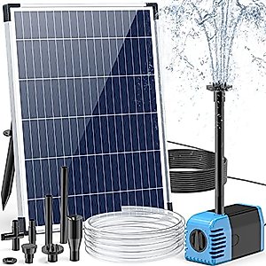 POPOSOAP Solar Water Pump 12W,Solar Water Fountain Pump with 12 Watt 18V Solar Panel, 160GPH Submersible Pump Adjustable Flow for Solar Fountain, Small Pond, Fish Pond, Garden, Pool, Bird Bath