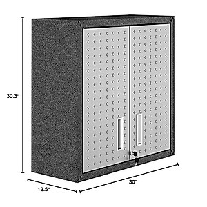 Pemberly Row Space Saving Metal 2 Piece Garage Storage Set with 2 Door Floating Cabinets in Grey