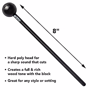 Timber Drum Co. 6" Wood Block with Mallet — Made in U.S.A. — Creates Loud and Resonant Tone from Handcrafted Solid American Hardwood, Includes Rubber Feet, Small (T4-S)