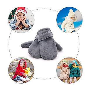 Toddler Infant Winter Mittens Lined with Fleece Easy-on Baby Boy Girls Warm Gloves Outdoor (B-Grey&Navy, M (1-2 Years))