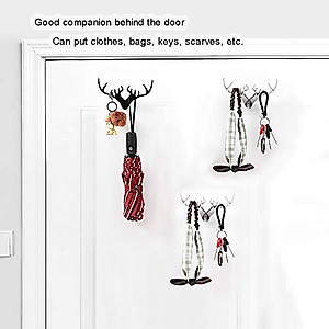 Fullgaden Upgraded Version Wall Hooks, Key Holder,Decorative Deer Head Hanger Organizer Rack with Adhesive for Home or Office and Kitchen Bathrooms Lavatory Closets, White