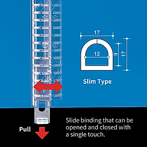 Kokuyo Campus Slide Binder with 5 Tab Dividers, Slim Type, A5, 20 Holes, Up to 65 Sheets, 3 Colors of Blue, Pink & Transparent, Japan Import (RU-P133)
