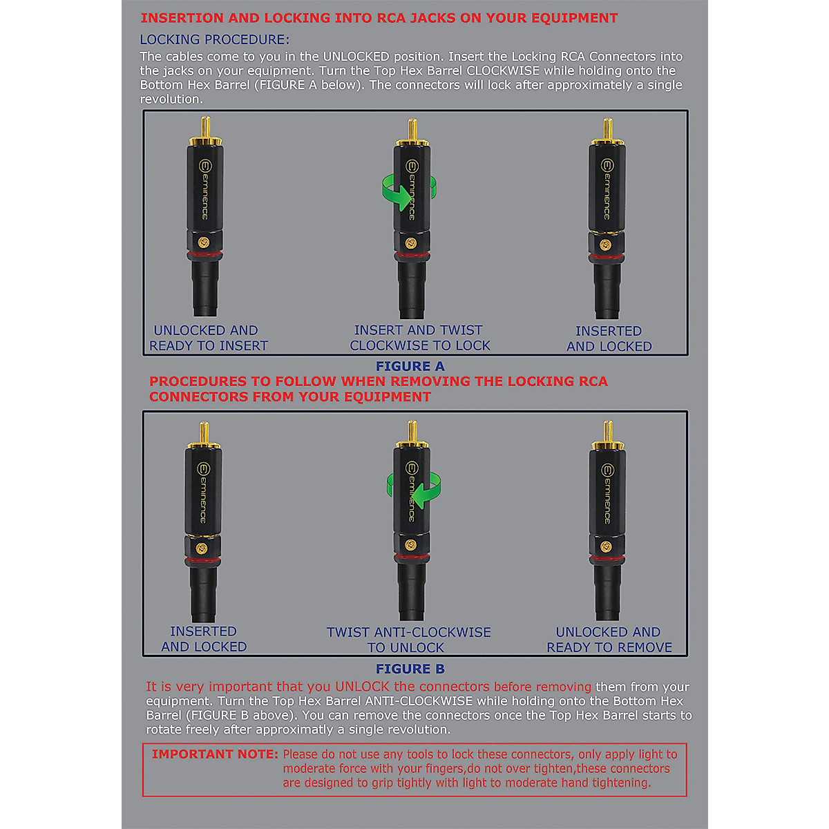 WORLDS BEST CABLES 1 Foot RCA Cable Pair - Gotham GAC-4/1 (Black) Star-Quad, Audio Interconnect Cable with Premium Gold plated Locking RCA Connectors - Directional - CUSTOM MADE