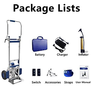 Folding Hand Truck and Dolly, Folding Sack Truck, Hand Truck Stair Climber, Load Capacity (140 kg/170 kg), Electric Stair Climber Cart with Removable 48 V/7.5 Ah Battery,Load170kg