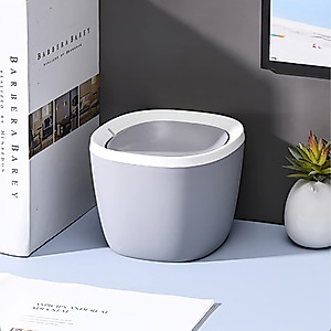 Sheebo Modern Plastic Mini Trash Can with Lid Wastebasket for Bathroom Vanity with 100 Counts Mini Trash Bags, Desktop, Tabletop or Coffee Table - 2 Liter (2pk - Bowl Swing)