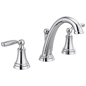 Delta Faucet Woodhurst Widespread Bathroom Faucet Chrome, Bathroom Faucet 3 Hole, Bathroom Sink Faucet, Metal Drain Assembly, Chrome 3532LF