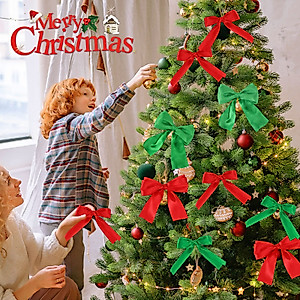 FEBSNOW 4 Rolls 100 Yards Christmas Ribbon,0.8 Inch and 2 Inch Wide Holiday Red Green Satin Ribbons for Xmas Gifts Wrapping and Craft Decoration