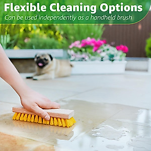 Deck Scrub Brush Head 7.87" - Deck Brush for Scrubbing Heavy Duty, Concrete Brush with Hard Nylon Bristles, Scrub Broom Head, Outdoor Stiff Bristle Brush for Cleaning Wooden Deck, Floor Scrub Brush