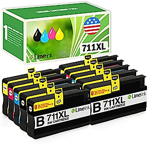 Limeink 10 Pack Compatible 711XL 711 High Yield Ink Cartridges (4 Black, 2 Cyan, 2 Magenta, 2 Yellow) for HP Designjet T120 T520 Printer