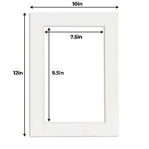 8x10 Mat for 10x12 Frame - Precut Mat Board Acid-Free Textured White 8x10 Photo Matte For a 10x12 Picture Frame, Premium Matboard for Family Photos, Show Kits, Art, Picture Framing, Pack of 1 Mat