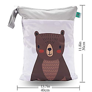 Waterproof wet bag, reusable dry and wet bag for waterproof cloth diapers, two zippered pockets, travel beach swimming pool, dirty baby supplies, yoga gym bag, swimsuit or wet clothes(L042)
