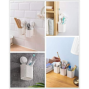 Bathroom & Kitchen Suction Cup Storage Basket Set Pack of 3 Wall Mounted Organizer for Toothbrush, Shampoo, Soap, Shower Caddy Drill-Free with Vacuum Suction Cup for Kitchen & Bathroom