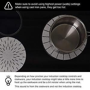 Lazy K Induction Cooktop Mat - Silicone Fiberglass Scratch Protector - for Magnetic Stove - Non Slip Pads to Prevent Pots from Sliding During Cooking (9.4 inches)