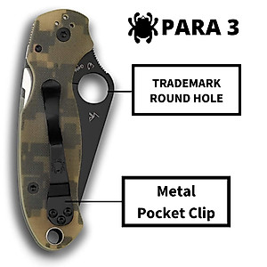Spyderco Para 3 Camo Signature Folding Utility Pocket Knife with 2.95" Black CPM S45VN Blade and G-10 Handle - Everyday Carry - PlainEdge - C223GPCMOBK