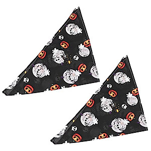 BCOATH 2 Pcs Pet Bib Cosplay Accessories Ghost Towel Pumpkin Cat Scarf Kitten Triangle Bibs Triangle Dog Necktie Dog Kerchief Washable Neckerchief Dog Bandanas Collar Polyester Bibs