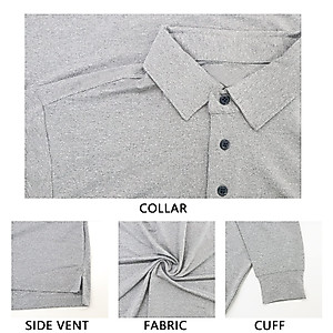 FINGER TEN Men's Golf Shirts Long Sleeve Short Lightweight Dry Fit Moisture Wicking T-Shirts UPF 50 Sun Protection (Light Gray, X-Large)