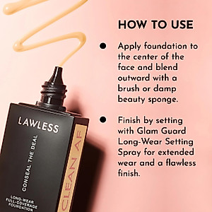 Lawless Conseal The Deal Long-Wear Full-Coverage Foundation - Sesame - Premium Self-Setting Foundation Powered by Natural Ingredients to Provide a Natural, Weightless Finish
