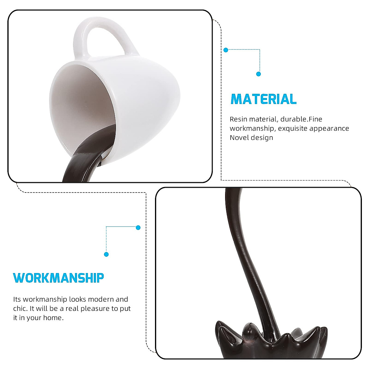 FOMIYES Spilling Coffee Cup Decor Floating Coffee Cup Mug Resin Suspend Coffee Cup Decoration for Office and Home Resin Craft Funny Table Centerpieces Floating Coffee Cup Statue