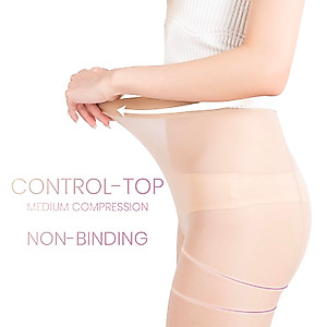 VELBGER silk stockings for women, sheer tights for women, high waist pantyhose, 2pairs/pack (Black & Skin, M-L)