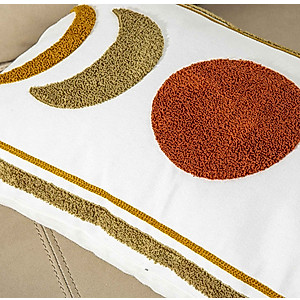 FAVDEC Embroidered Bohemian Style Moon Decorative Throw Pillow Cover, Lumbar Boho Pillow Cover 12 Inches x 20 Inches Cover Only