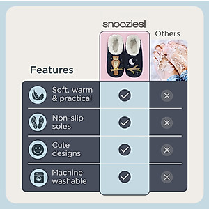 Snoozies Pairable Slipper Socks - Funny House Slippers for Women, Non-Slip Fuzzy Slipper Socks - Up Owl Night- Medium