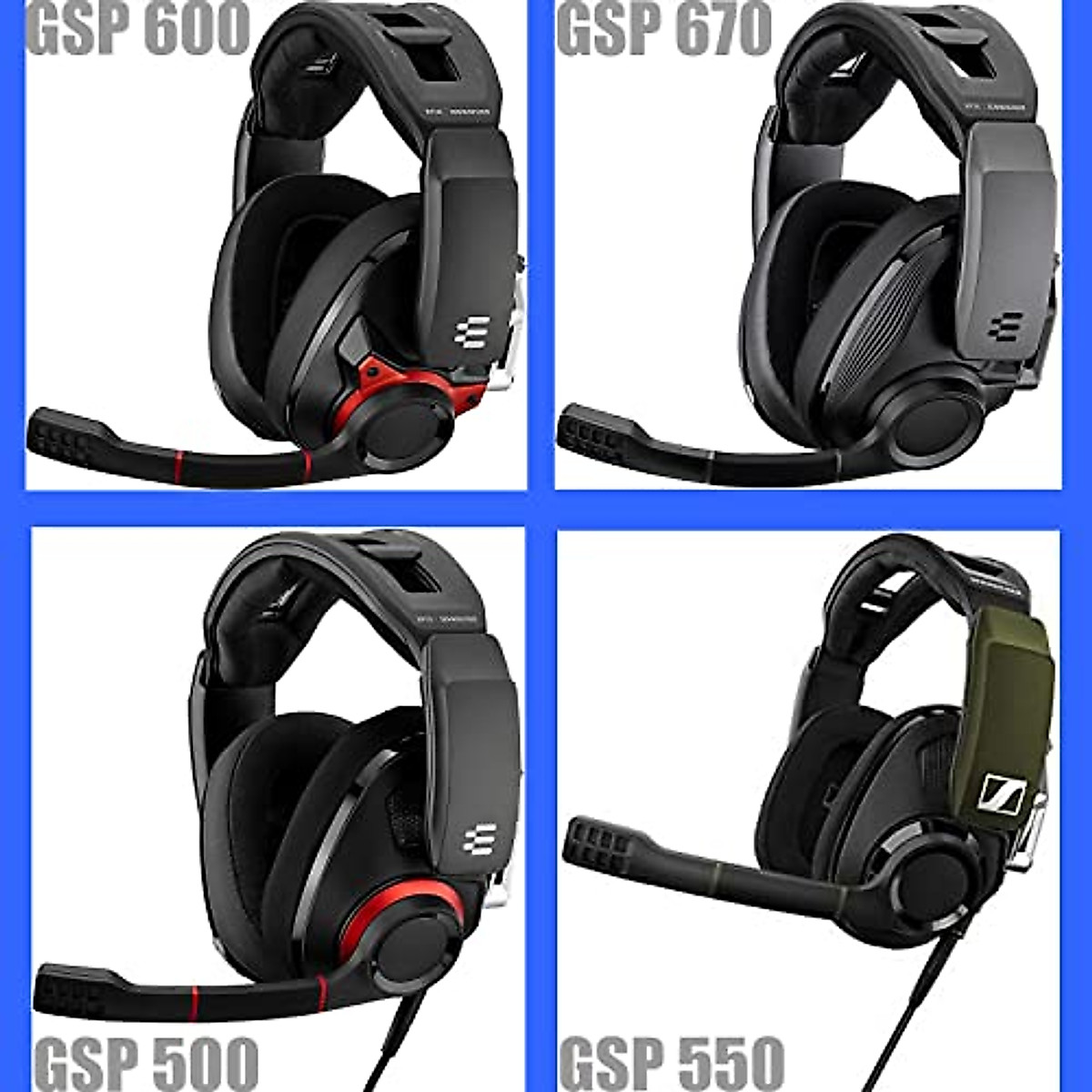 JULONGCR GSP 600 Replacement Ear Pads GSP 670 Earpads Ear Cups Cushions Muffs Headband Cover Parts Compatible with GSP 500/GSP 550/GSP 670/GSP 600 Gaming Headset. (Black)