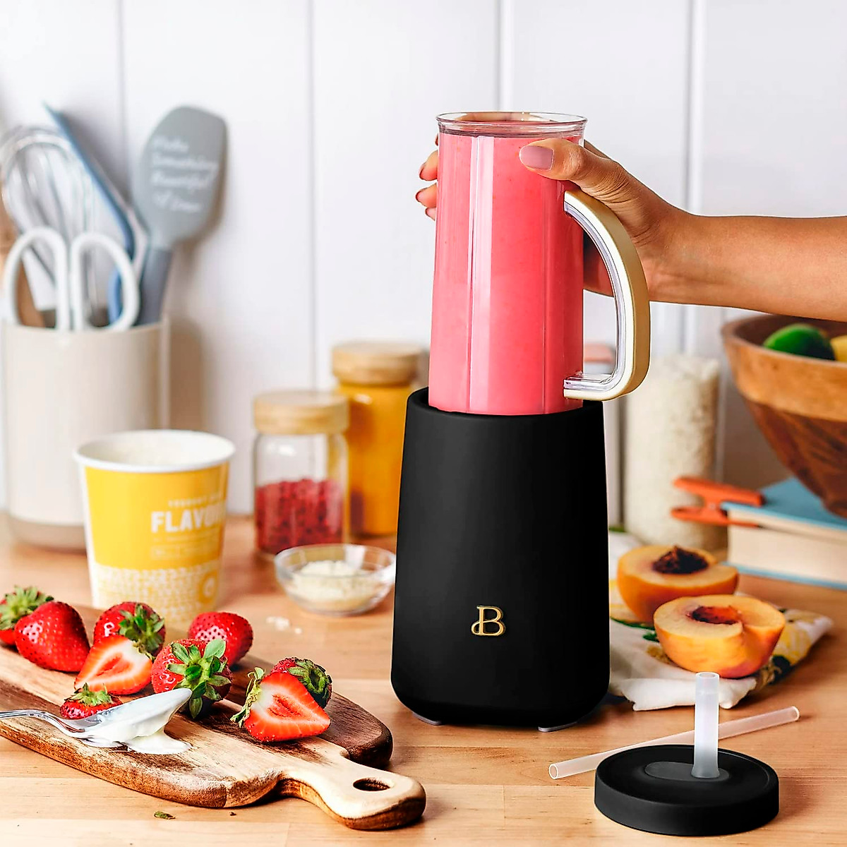 Beautiful Personal Blender, 12 Piece Set by Drew Barrymore (Black Sesame)