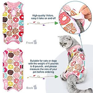 4 Pieces Cat Recovery Suits Cotton Recovery Body Wraps Breathable Kittens Recovery Clothes for Cats Small Dogs Abdominal Recovery Weaning (Banana, Football, Strawberry, Donut,M)