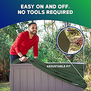 YardStash Deck Box Cover - Heavy Duty, Waterproof Covers for Outdoor Cushion Storage and Large Deck Boxes - Protects from Rain, Wind and Snow - XL - Green