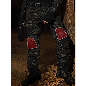 HARGLESMAN G3 Combat Pants Military Clothes Suits Black Camo with Knee Pads for Men Tactical Bottom Trousers for Work Training Hunting Airsoft Paintball Uniform Sets Apparel Gear Black Camo M